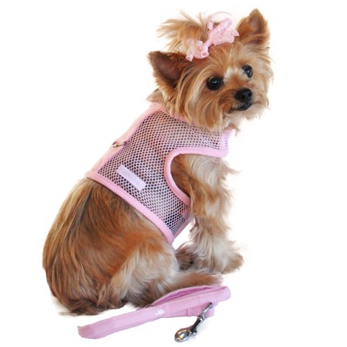 Doggie Design Cool Mesh Dog Netted Harness With Leash - Solid Pink : Target