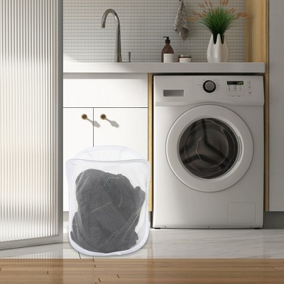 Unique Bargains Wall-mounted Folding Laundry Basket White 1220 Cubic-in ...
