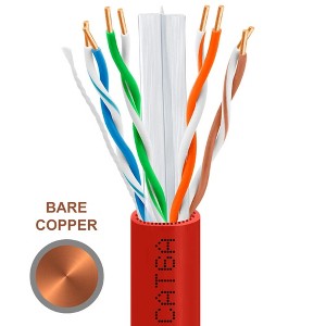 1000ft Cat 6A Riser Ethernet Cable Red | 10G, CMR, 23AWG | Bare Copper ...