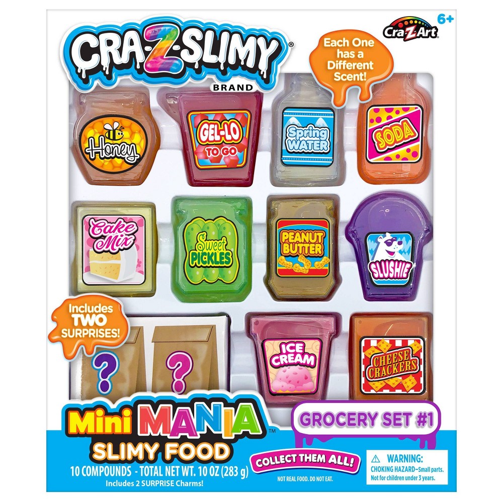 (pack 4 /4 )Cra-Z-Slimy Mini Mania Slimy Food-(box damaged )