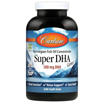 Carlson - Super Dha Gems, 500 Mg Dha, Norwegian, Wild Caught ...