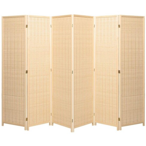 Legacy Decor 6 Panel Room Divider Natural/beige Color Wood And Bamboo ...