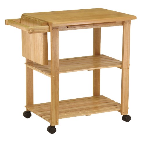 Utility Cart With Cutting Board Wood/Natural - Winsome : Target