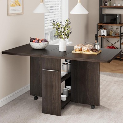 Homcom 55" Solid Wood Kitchen Table, Drop Leaf Tables For Small Spaces ...