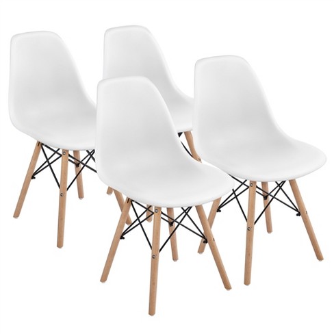 Yaheetech Modern Dining Chairs With Natural Beech Wood Set Of 4,white ...
