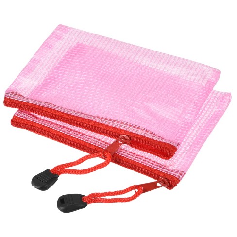 Unique Bargains Office Home Supply Pink Mesh Zipper File Document Bill ...