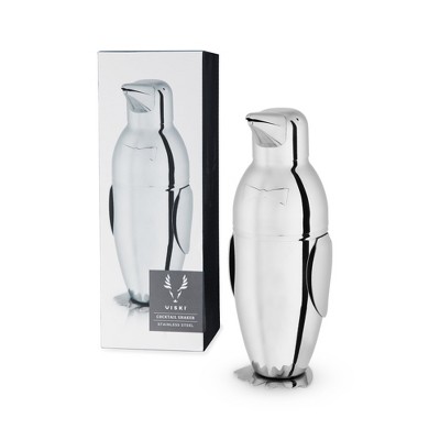 Viski Penguin Cocktail Shaker, 17 Oz Stainless Steel Cobbler Shaker ...