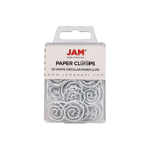 Jam Paper Colored Circular Paper Clips Round Paperclips White 2 Packs ...