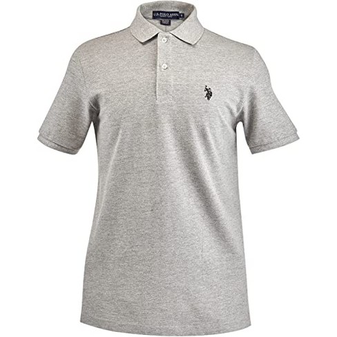 U.s. Polo Assn. Mens Solid Pique Polo With Small Pony Heather Grey ...