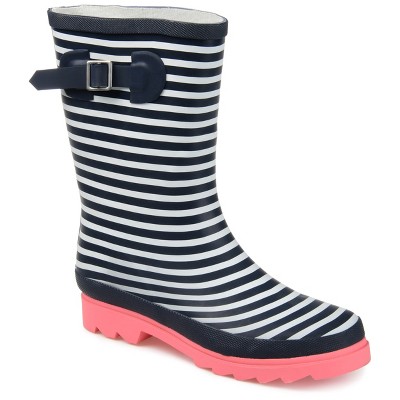 Journee Collection Womens Seattle Block Heel Rain Boots Stripe 7 : Target