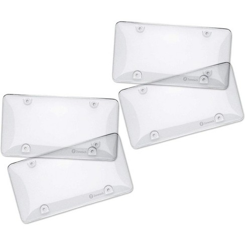 Zone Tech Clear License Plate Cover Frame Bubble Shields 4 Pack -fits ...