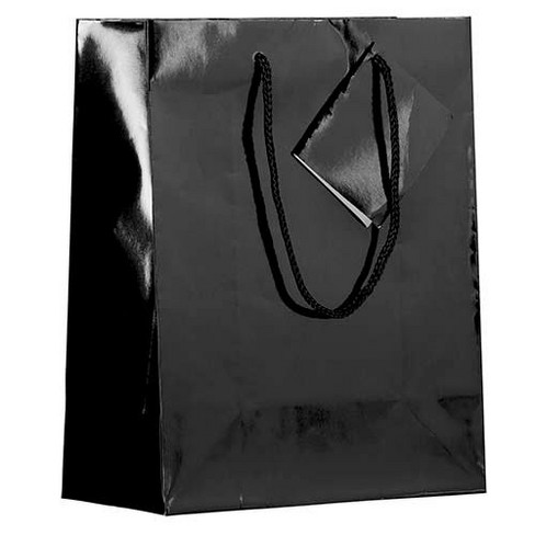 Jam Paper Glossy Gift Bags With Rope Handles - Medium - 8 X 10 - Black ...