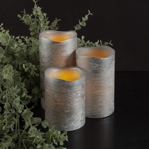 Set Of 3 Flameless Led Candles With Remote - Real Wax Battery-powered ...