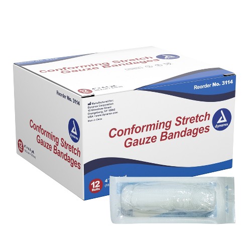 Dynarex Conforming Stretch Gauze Bandages, 4 In X 4.1 Yd, 12 Count : Target