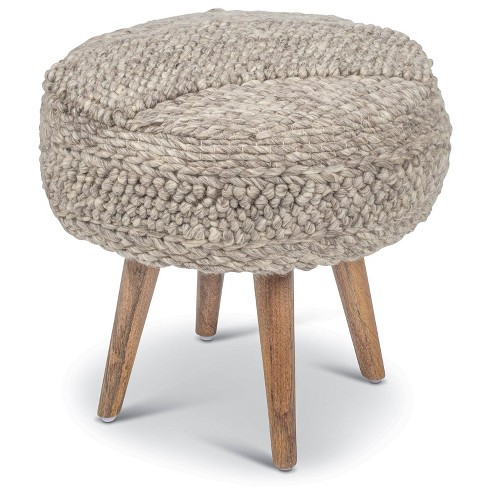 Textured Taupe Oversized Handwoven Stool : Target
