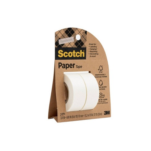 Scotch 2pk Paper Tape: Clear Stationery & Office Tape, 0.75" Width, 600 ...