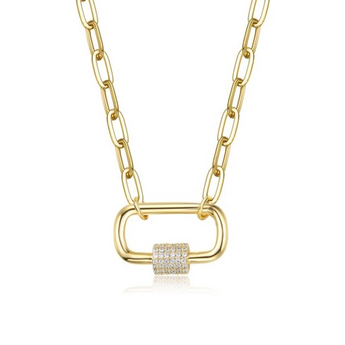 14k Gold Plated Chain Necklace With Cubic Zirconia Accents – A Radiant ...