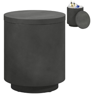 HOMCOM 2.6 Gal Outdoor Cooler Side Table, 3-In-1 Cool Bar Table with ...