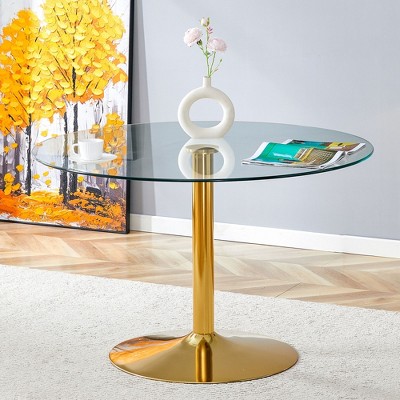 Nicbex 47 Inch Round Dining Table With Tempered Glass Tabletop And ...