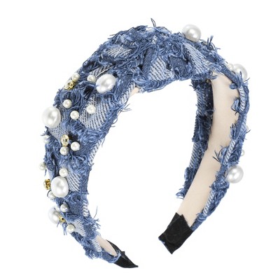 Unique Bargains Women's Pearly Crystal Knotted Women Headband Light ...
