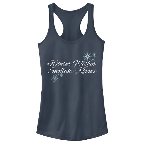 Juniors Womens Chin Up Winter Wishes & Snowflake Kisses Racerback Tank ...