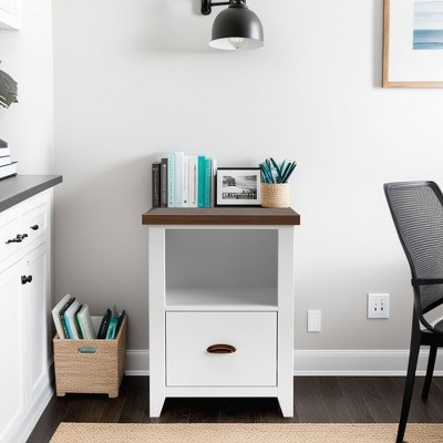 Xiyuyeu Wooden File Cabinet With 1 Drawer And Open Shelf Stylish Wooden ...