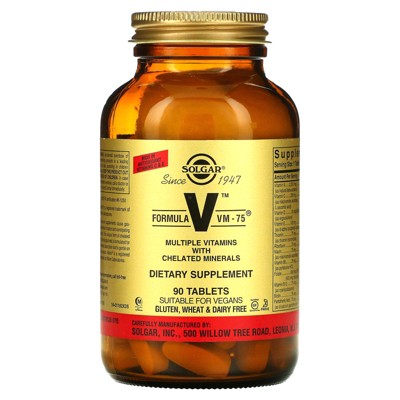 Solgar V™, Formula VM-75®, Multiple Vitamins with Chelated Minerals, 90 ...