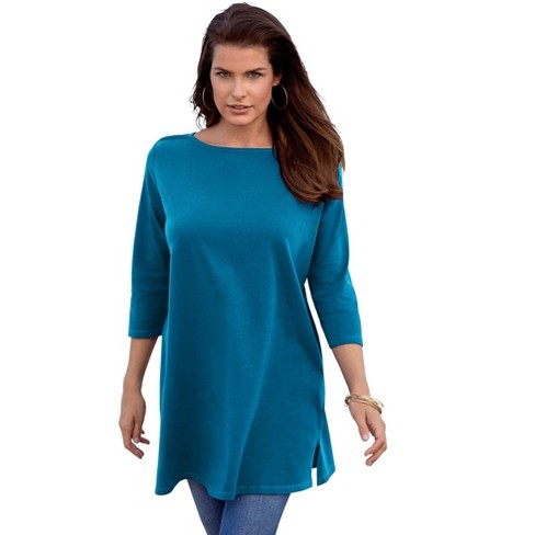 Roaman's Women's Plus Size Boatneck Ultimate Tunic With Side Slits - 12 ...