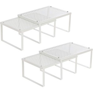 Oumilen 2 Pack Expandable Stackable White Counter Storage Rack : Target