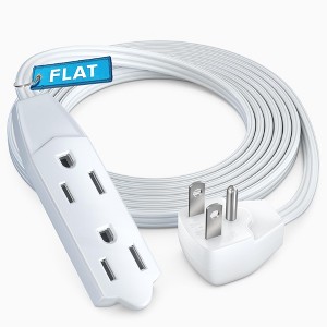 Flat Plug 3-Prong Extension Cord White 6 ft : Target