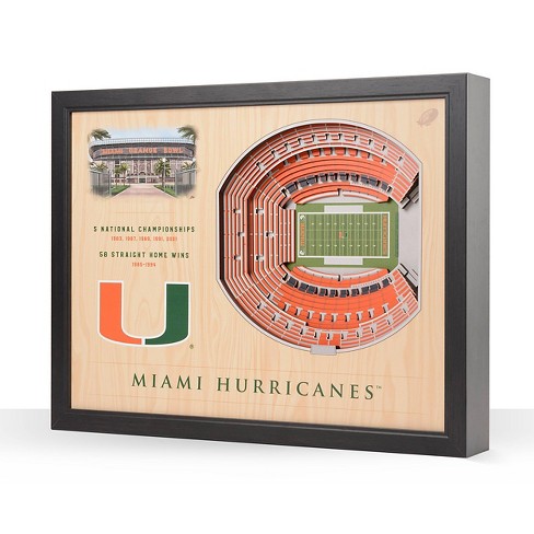 Ncaa Miami Hurricanes 25-layer Stadiumviews 3d Wall Art : Target