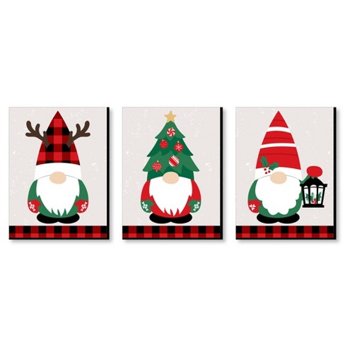 Big Dot Of Happiness Red And Green Holiday Gnomes - Christmas Wall Art ...