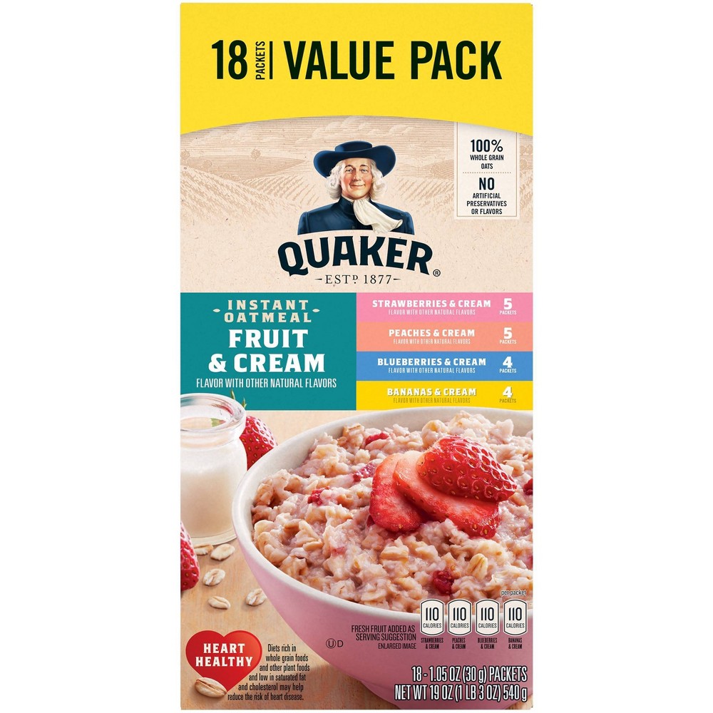 UPC 030000568293 - Quaker Fruit & Cream Instant Oatmeal Variety - 18ct ...