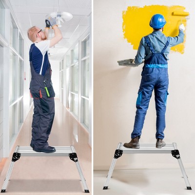 Costway Hd En131 Aluminum Platform Drywall Step Up Folding Work Bench ...