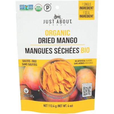 Just About Foods Organic Dried Mango Strips - Pack Of 6 - 4 Oz : Target