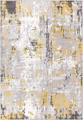 World Rug Gallery Distressed Modern Abstract Area Rug - Yellow 7'10" X ...