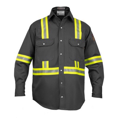 Flame Resistant High Visibility Shirt - 100% C - 7 Oz Dark Grey Large ...
