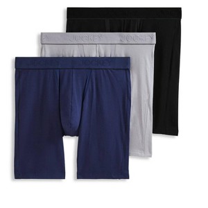 Jockey Men's Chafe Proof Pouch Cotton Stretch 8.5" Long Leg Boxer Brief - 3 Pack Xl Just Past ...