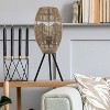 23.5" Iman High Black Satin-painted Iron Table Lamp With Hemp Rope ...
