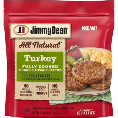 Jimmy Dean Frozen Fully Cooked All-natural Turkey Patties - 18.3oz : Target
