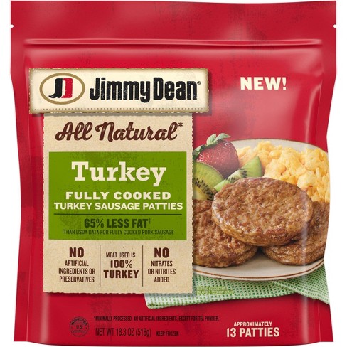 Jimmy Dean Frozen Fully Cooked All-natural Turkey Patties - 18.3oz : Target