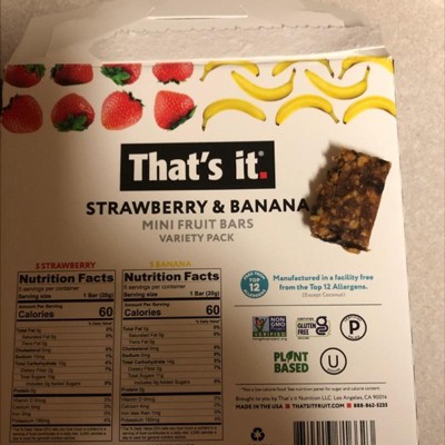 That's It. Strawberry Banana Mini Fruit Bars - 10ct/7oz : Target