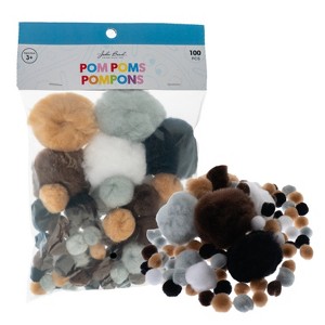 John Bead 100ct Earth Mix Pom Poms Combo Pack for DIY Arts and Crafts ...