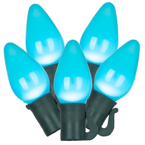 Vickerman 25 Teal Ceramic C7 Led Light On Green Wire, 16' Christmas ...