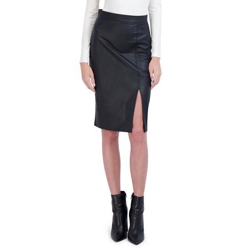 Textured Vegan Leather Pencil Skirt With Front Open Vent : Target