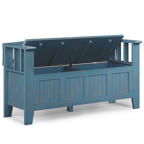 Wyndenhall Normandy Entryway Storage Bench Distressed Coastal Blue ...