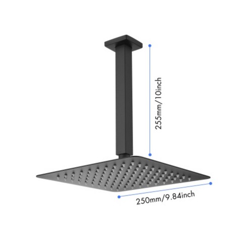 Stylish Black Rain Shower Head: High-pressure Rainfall With Water ...