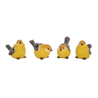 Transpac Medium Resin Yellow Goldfinch Bird Figurines Set Of 4 Home ...