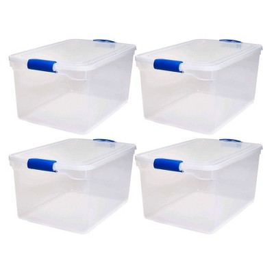 Homz Heavy Duty Modular Stackable Storage Tote Containers With Latching ...