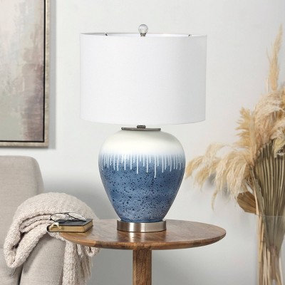 25"x14" Glass Colorblock Abstract Drip Accent Lamp With Cream Accent ...